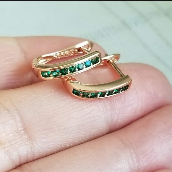 Jewelry | New 14k Gold Plated Emerald Huggie Hoop Earrings For Women ...